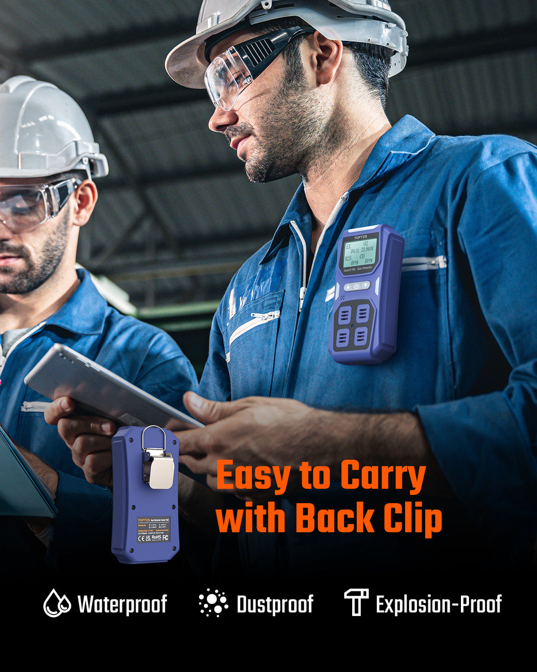 TopTes Guard-156 4 Gas Monitor Multi Gas Detector for H2S, CO, LEL, an