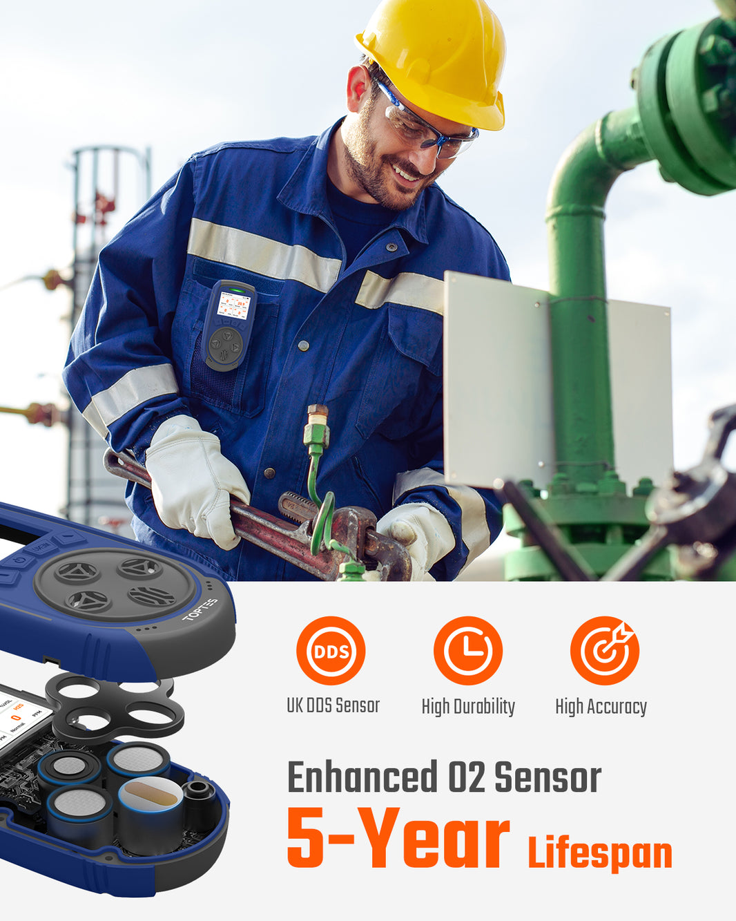 TopTes Guard-863Pro 4 Gas Monitor Multi Gas Detector for H₂S, CO, LEL ...